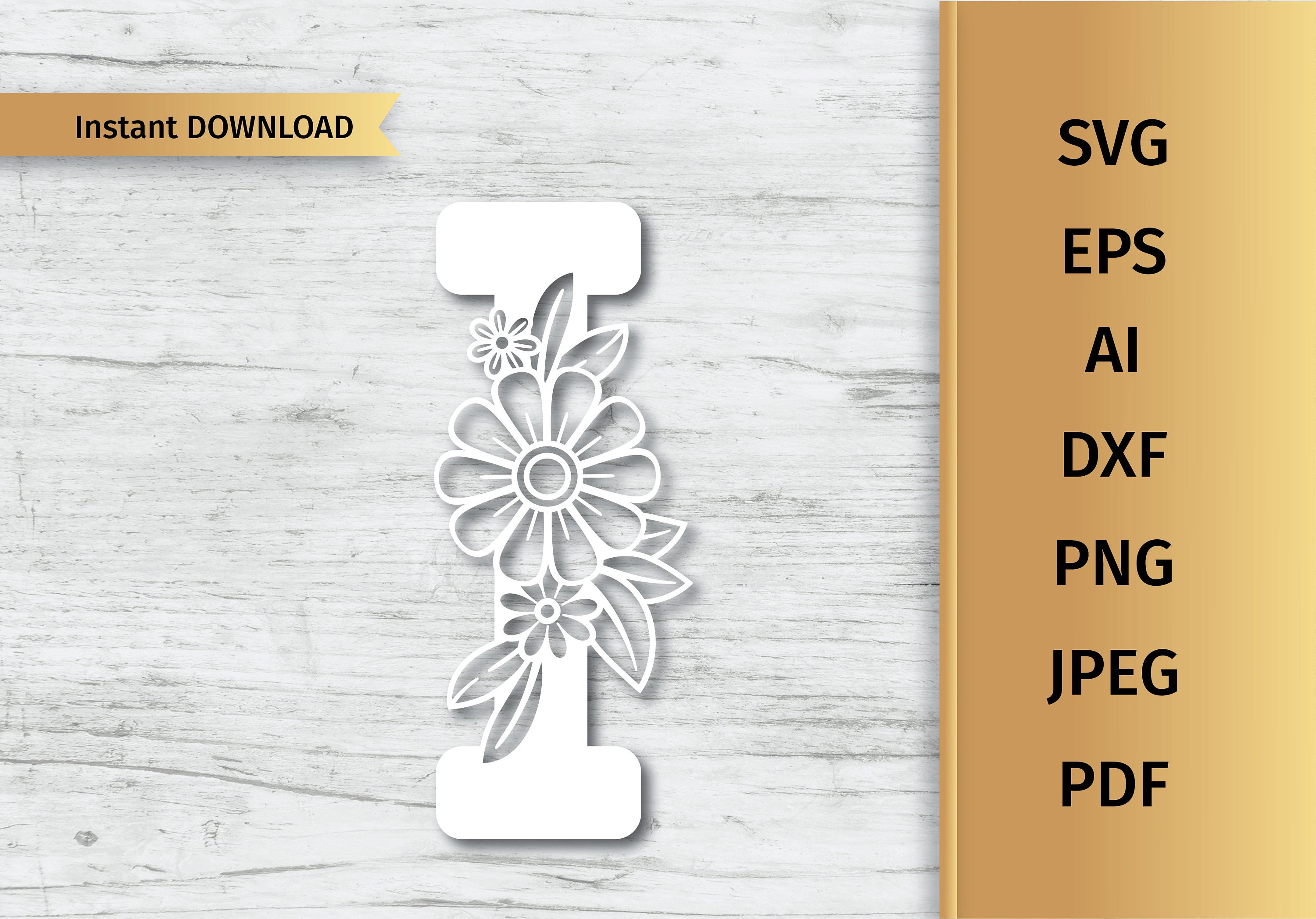 Floral Letter I Svg Flower Alphabet Svg Initial Svg - Etsy