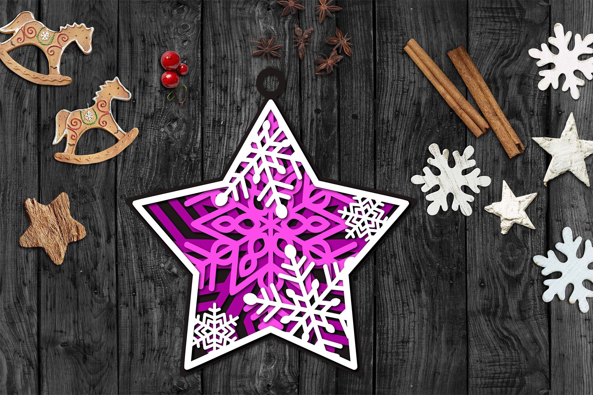 Layered SVG Star Ornaments Bundle Christmas SVG Ornaments 3d - Etsy