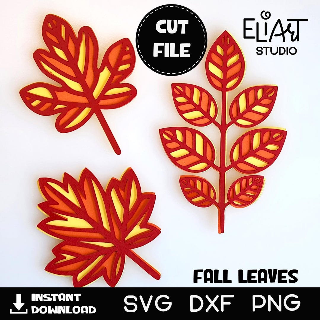 Autumn Leaves SVG Set, Layered Fall Leaves SVG, Maple Leaf Cut File. - Etsy