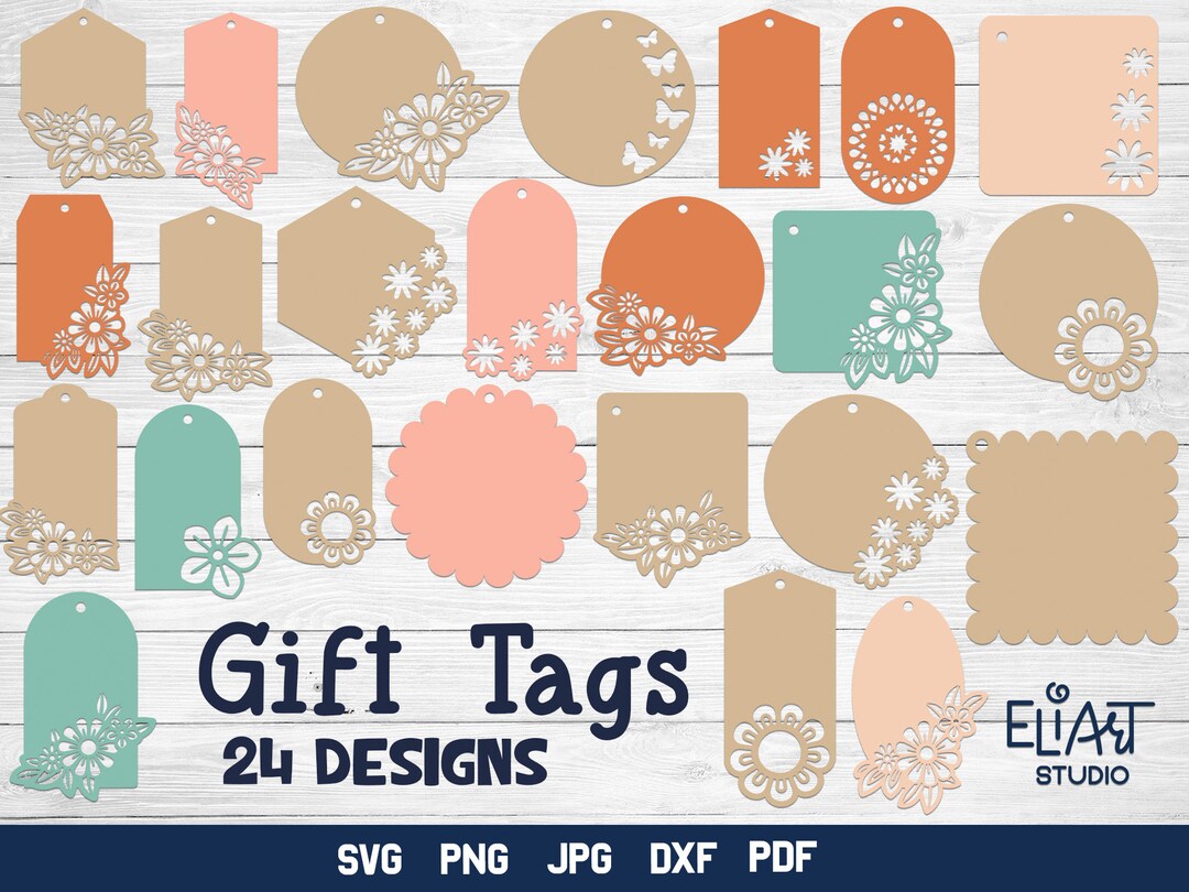 Gift Tag SVG Bundle, Floral Tag SVG Designs, Tags With Flowers. - Etsy