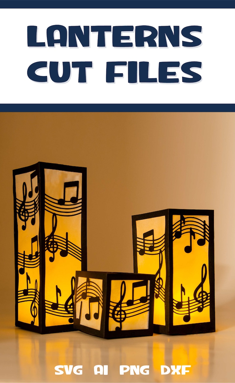 Music Lantern SVG 3d Paper Lantern SVG With Musical Notes | Etsy Canada