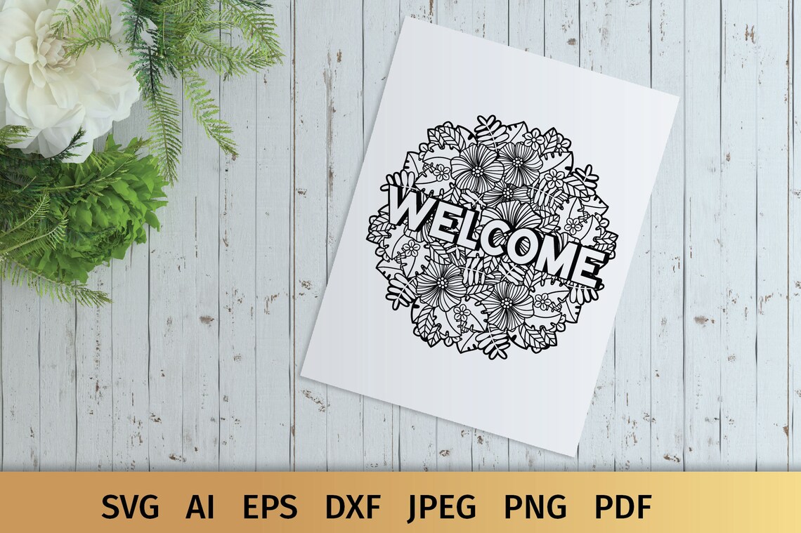 Welcome svg Floral Welcome Sign svg Floral Mandala svg | Etsy