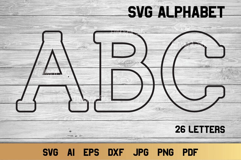 Alphabet SVG 26 Outlined Letters SVG Alphabet Initials | Etsy