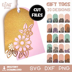 Gift Tag SVG Bundle, Floral Tag SVG Template, Tags With Flowers. - Etsy
