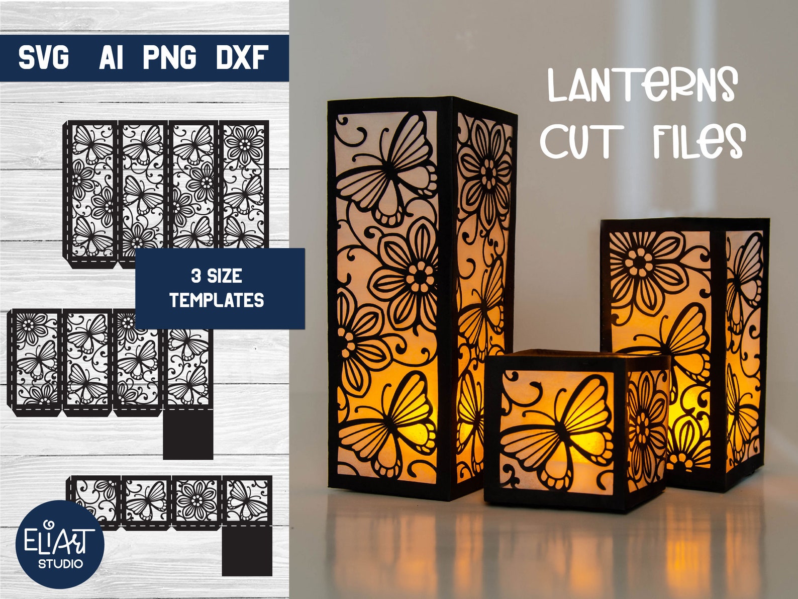 3d SVG Floral Lantern Lantern SVG With Butterflies Led - Etsy