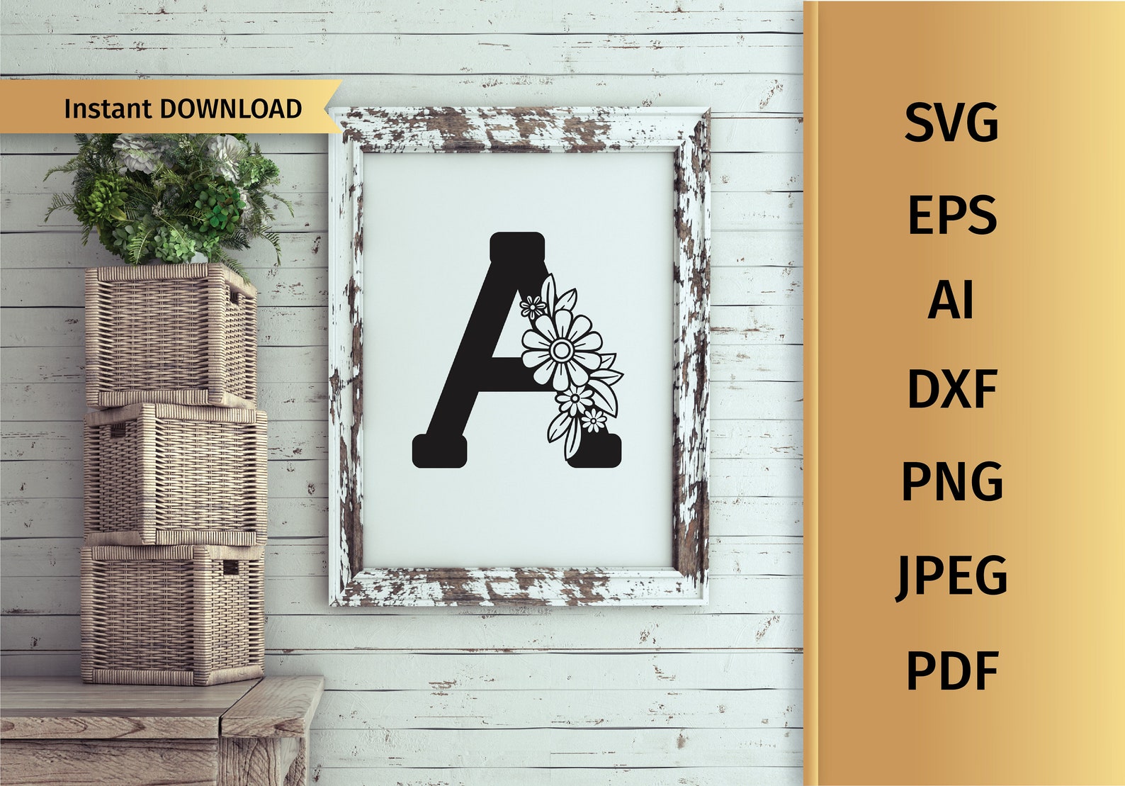 Floral Letter A Svg Monogram Letter SVG Initial SVG | Etsy