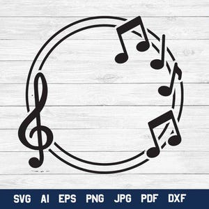 Music Monogram Frame SVG Bundle, Music Notes Frame SVG, Geometric Frame ...