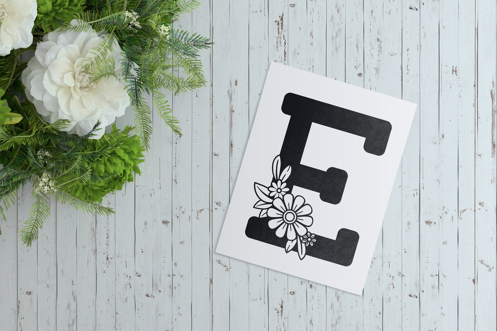 Floral Letter E Svg Flower Alphabet SVG Initial SVG - Etsy