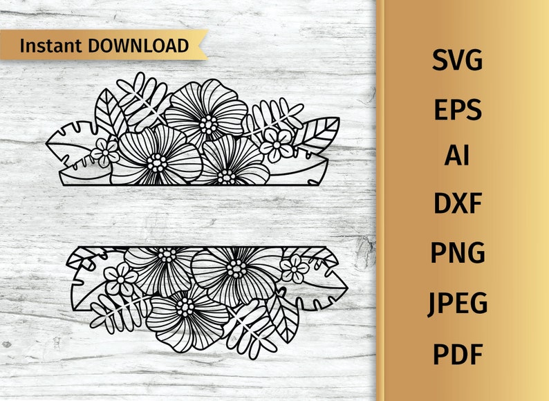 Floral Border SVG Flower Border SVG Floral Split Frame SVG. | Etsy