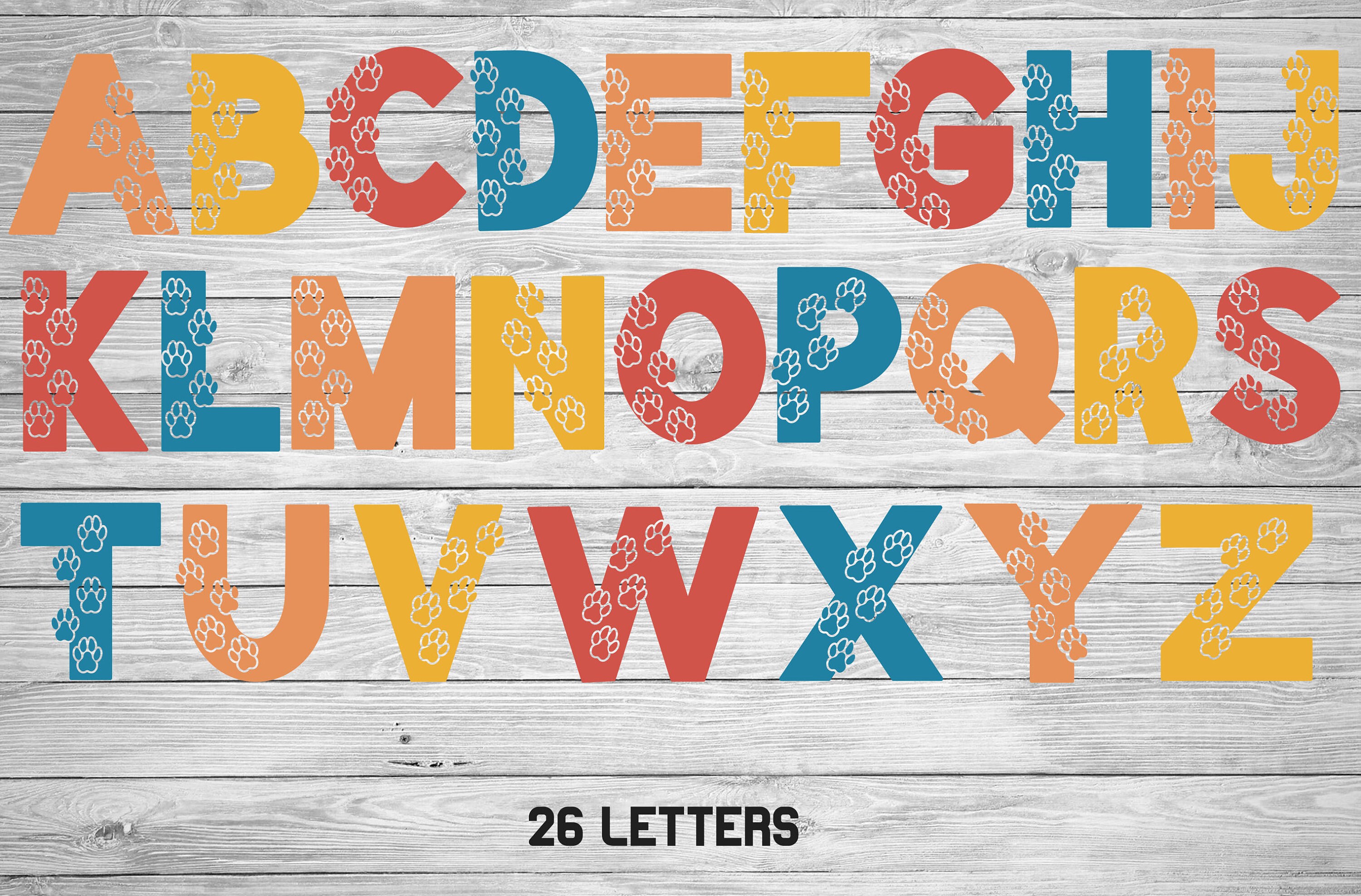 Paw Print Letter SVG Alphabet SVG Paw Print Monograms - Etsy Canada