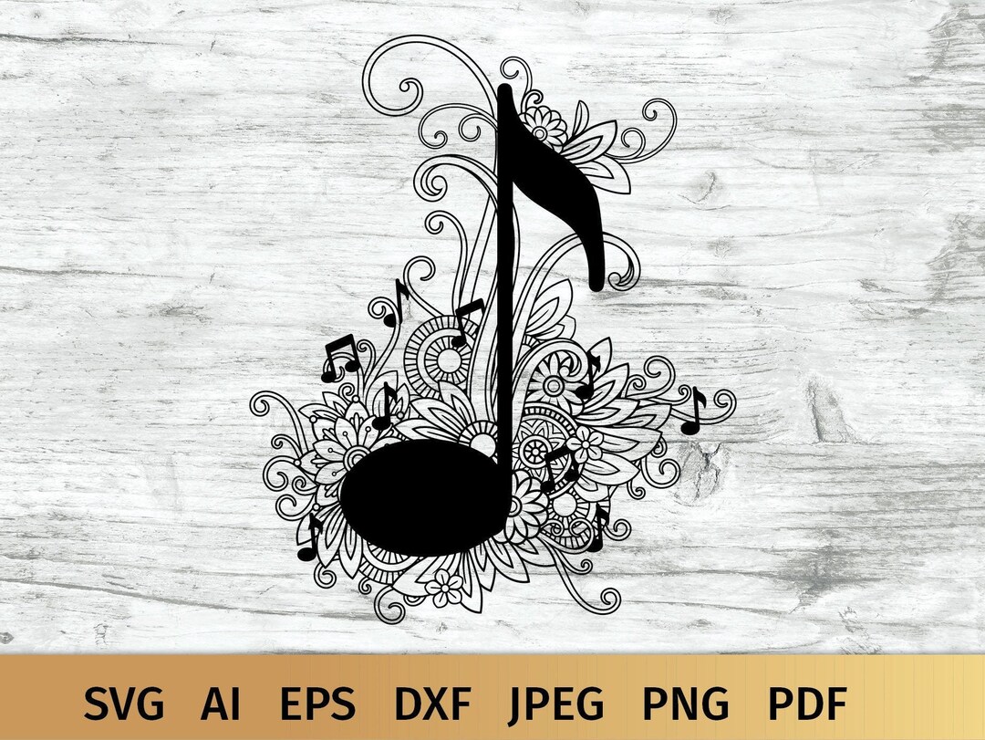 Music Note SVG, Music SVG, Zentangle SVG, Commercial and Personal Use ...