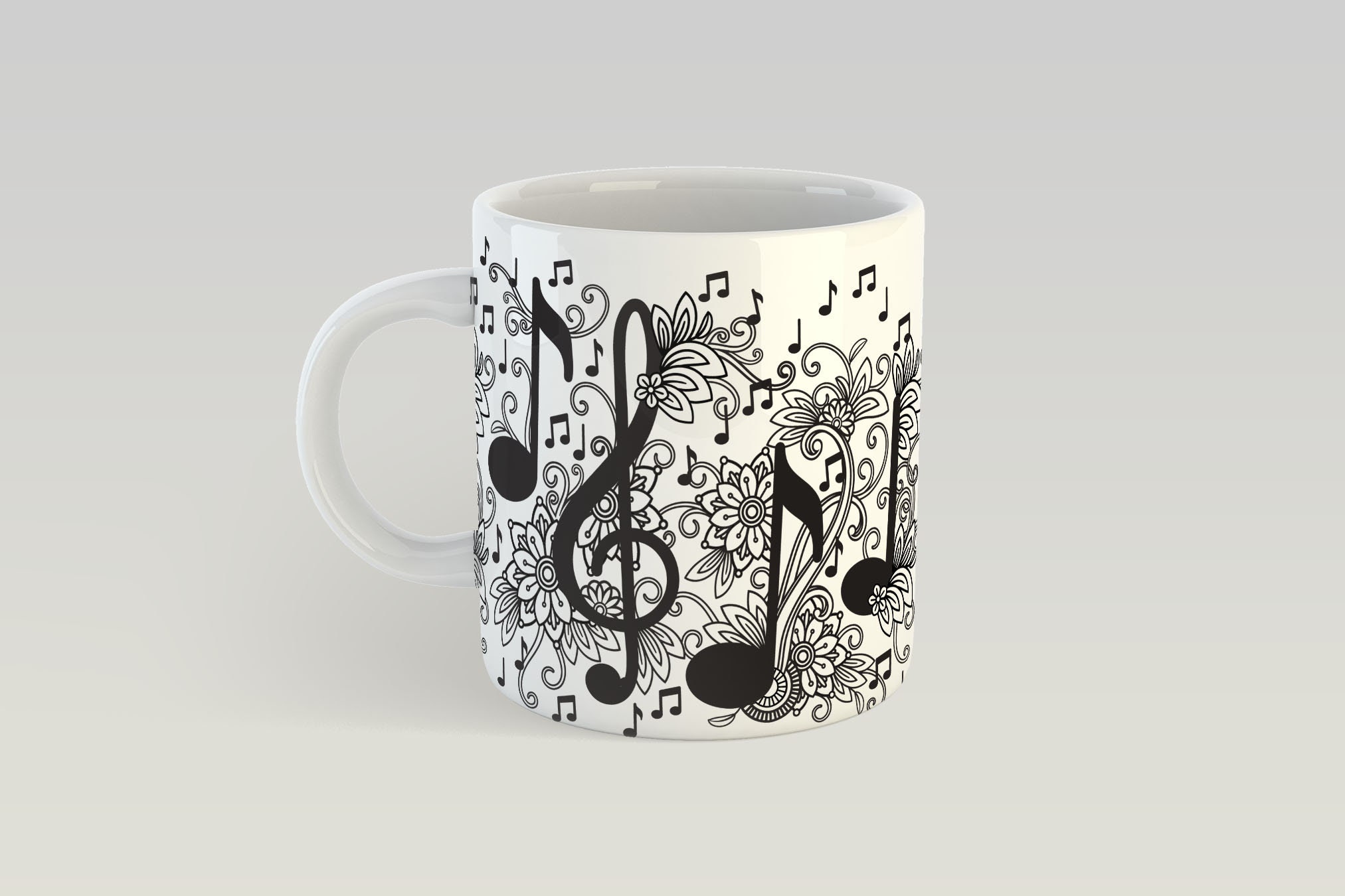 Floral Music Mug Sublimation Treble Clef Full Mug Wrap - Etsy