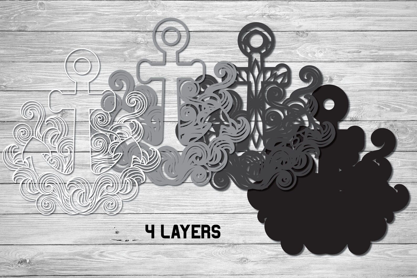 3d Layered Anchor SVG Nautical SVG Intricate Design Boat | Etsy