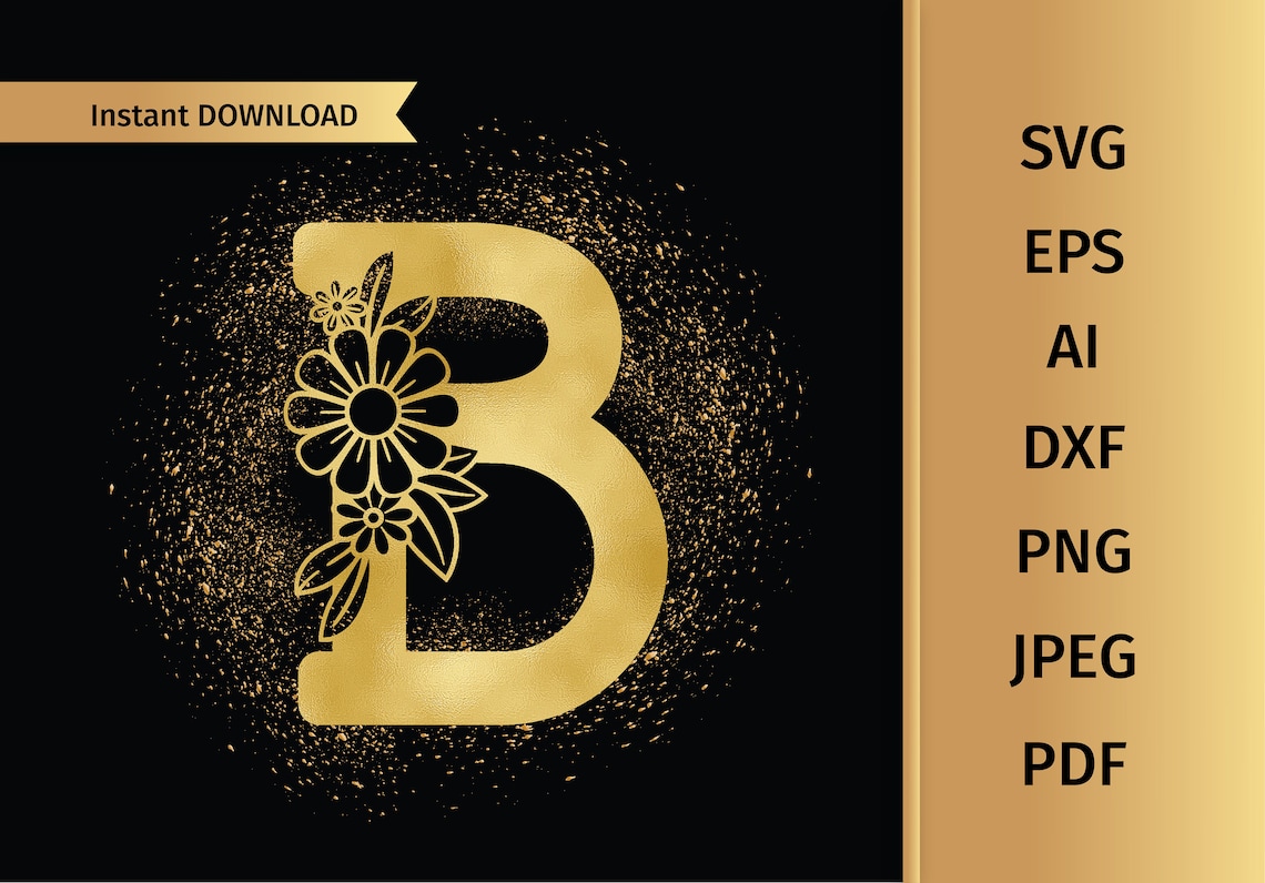 Floral Letter B Svg Flower Alphabet SVG Initial SVG | Etsy Canada