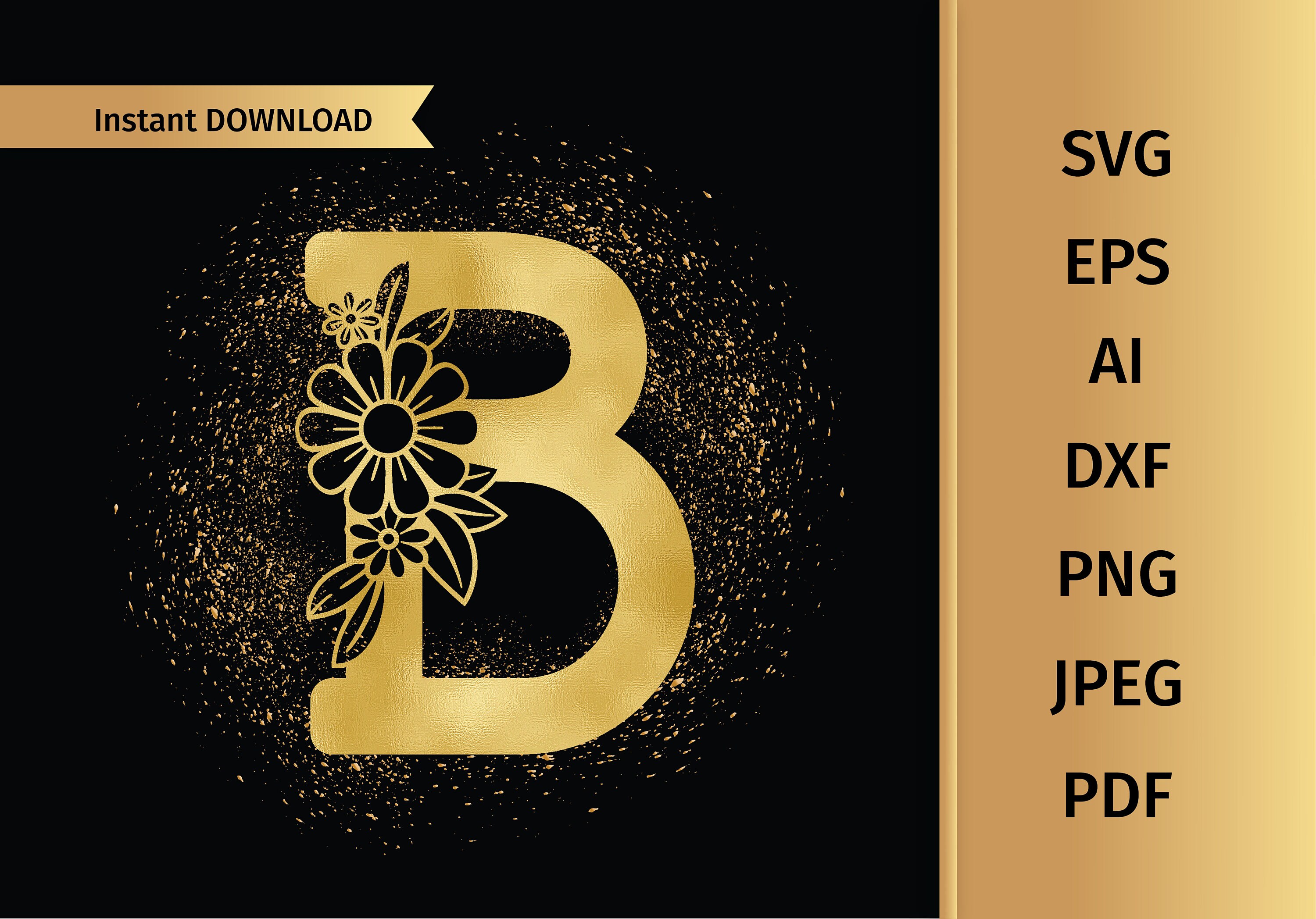 Floral Letter B Svg Flower Alphabet SVG Initial SVG | Etsy Canada