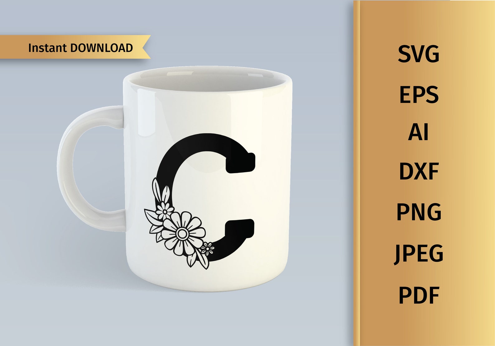 Floral Letter C SVG Flower Alphabet SVG Initial SVG - Etsy