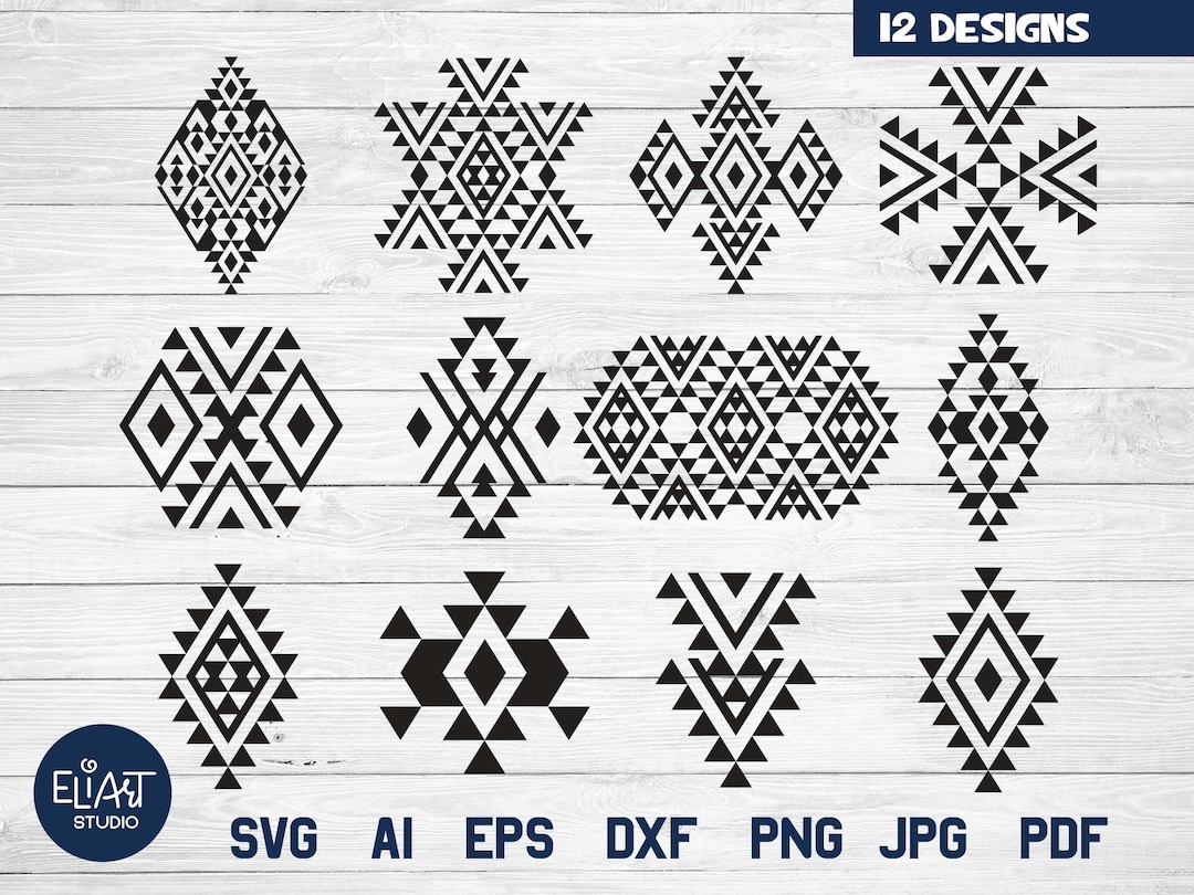 Aztec Pattern SVG, Tribal Pattern SVG, Aztec SVG 12 Geometric Elements ...