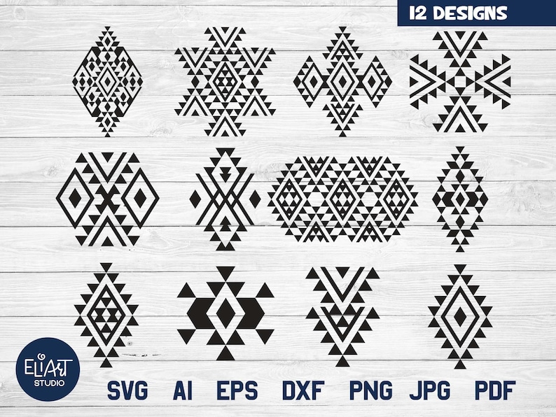 Aztec Pattern SVG, Tribal Pattern SVG, Aztec SVG 12 Geometric Elements ...