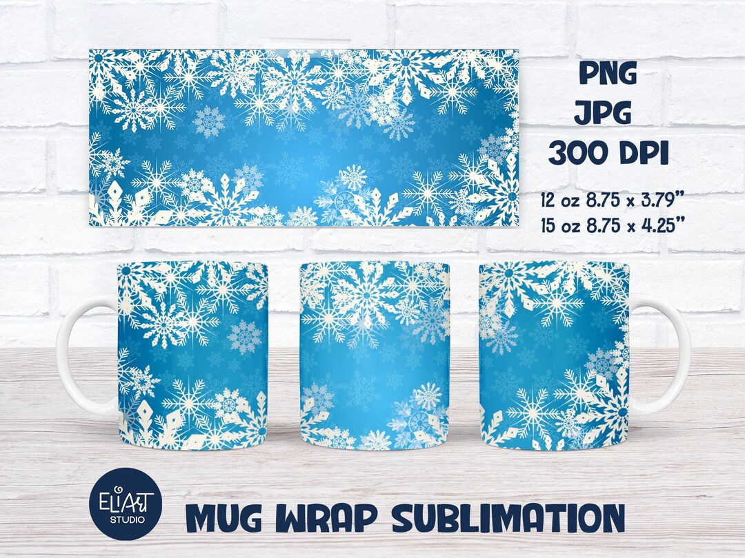 Snowflakes Mug Wrap Christmas Mug Sublimation Snowflakes Mug - Etsy