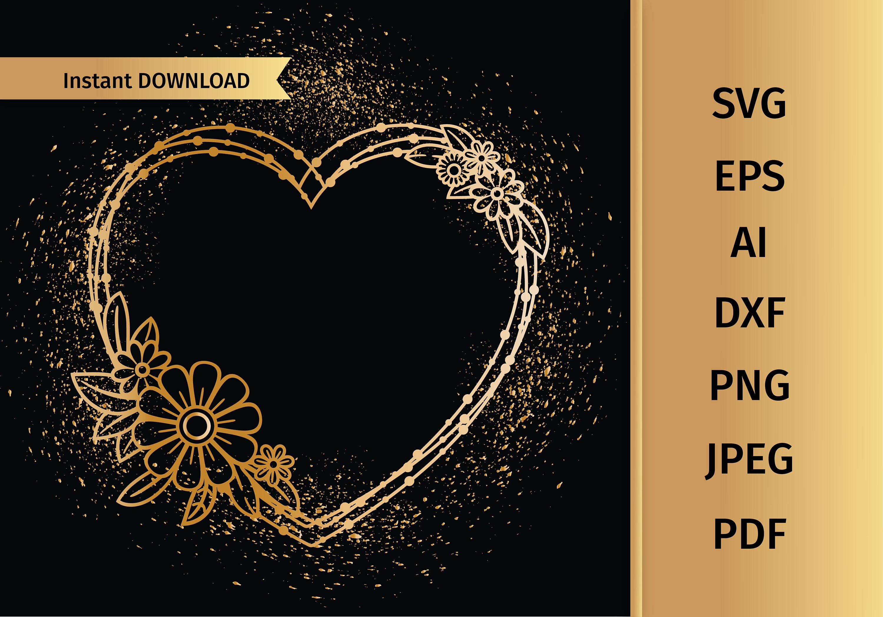 Floral Heart Svg Monogram Frame Commercial Use | Etsy