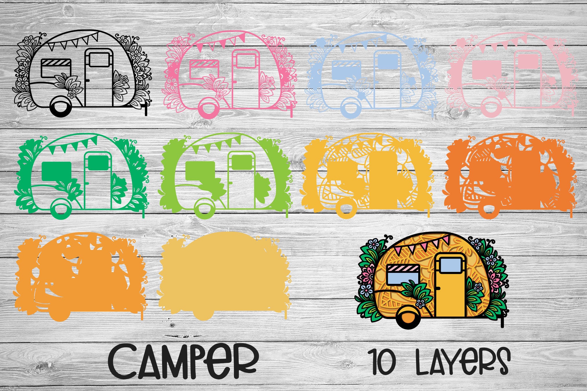 Camper SVG, 3D Layered SVG Camping, Happy Camper SVG. - Etsy Canada