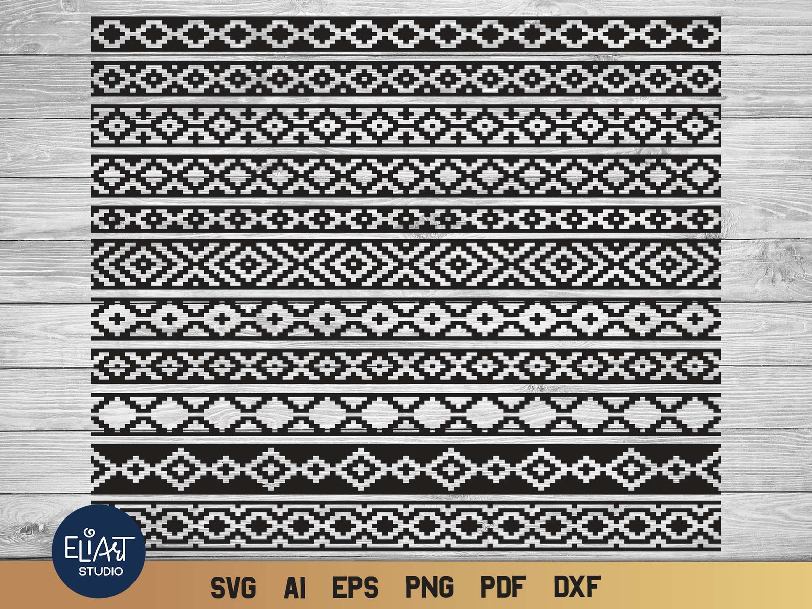 Guarda Pampa Border SVG, Tribal Pattern SVG, Geometric Shape Dividers ...