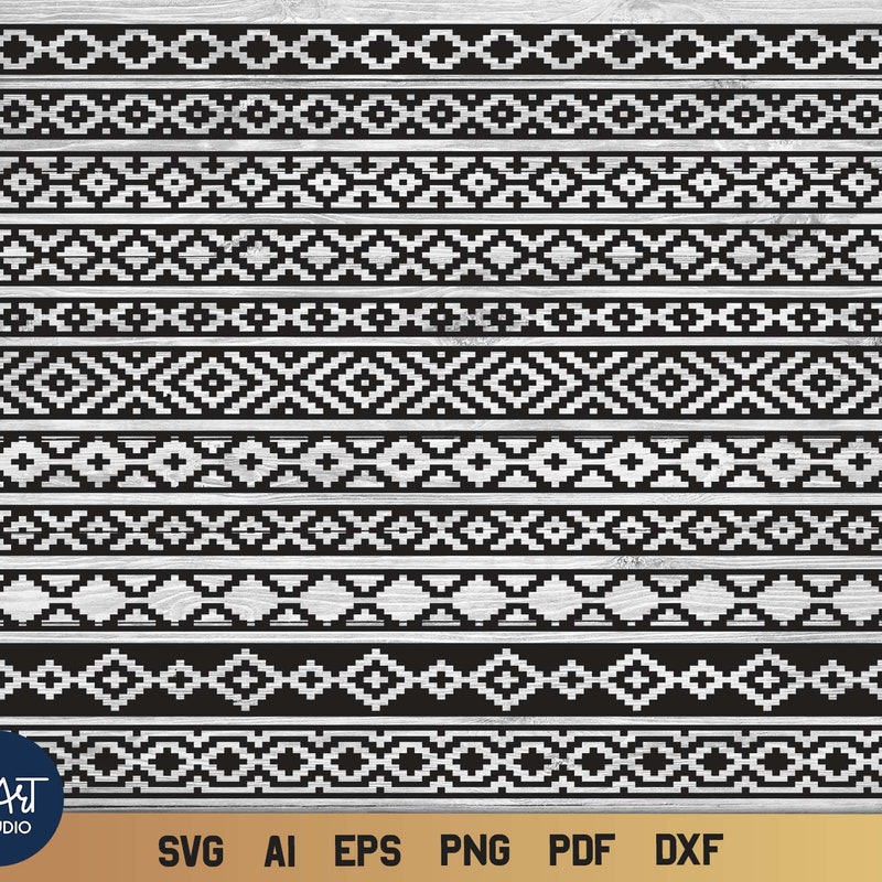 Aztec Border With Flowers - Etsy