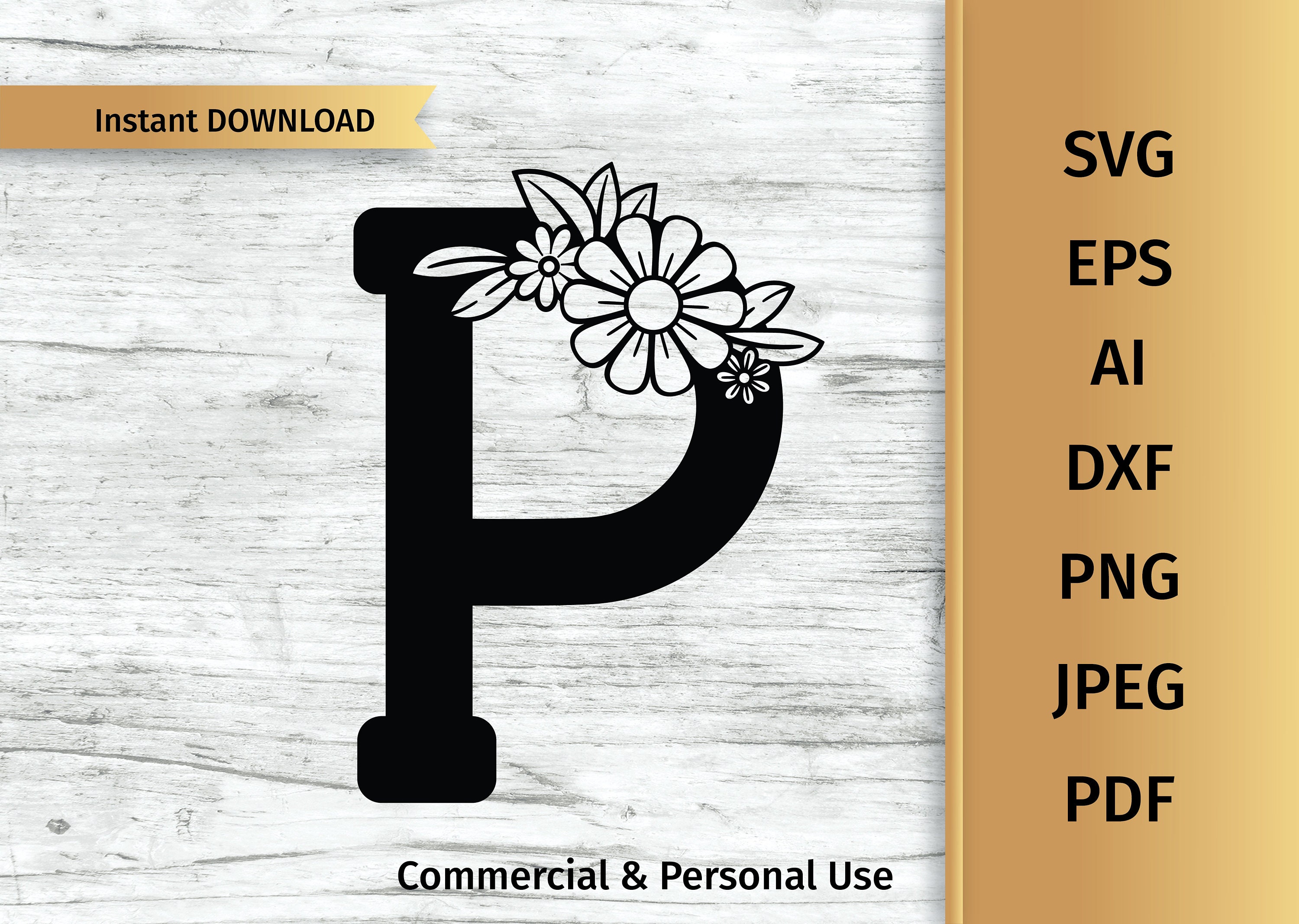 Floral Letter P svg Initial svg Flower Alphabet svg. | Etsy