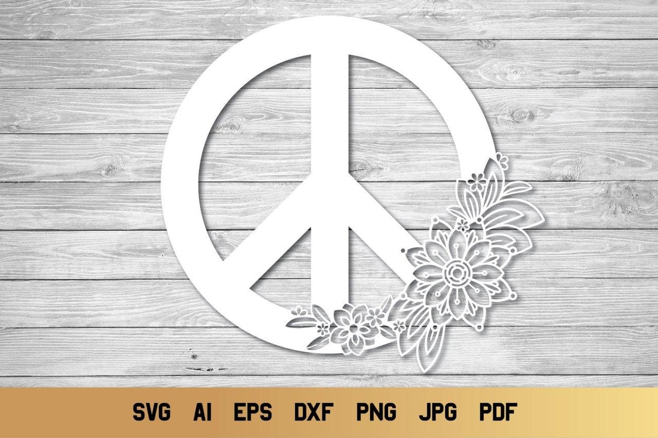 Signo de Paz SVG Símbolo de Paz SVG 2 Signos Florales de Paz - Etsy México