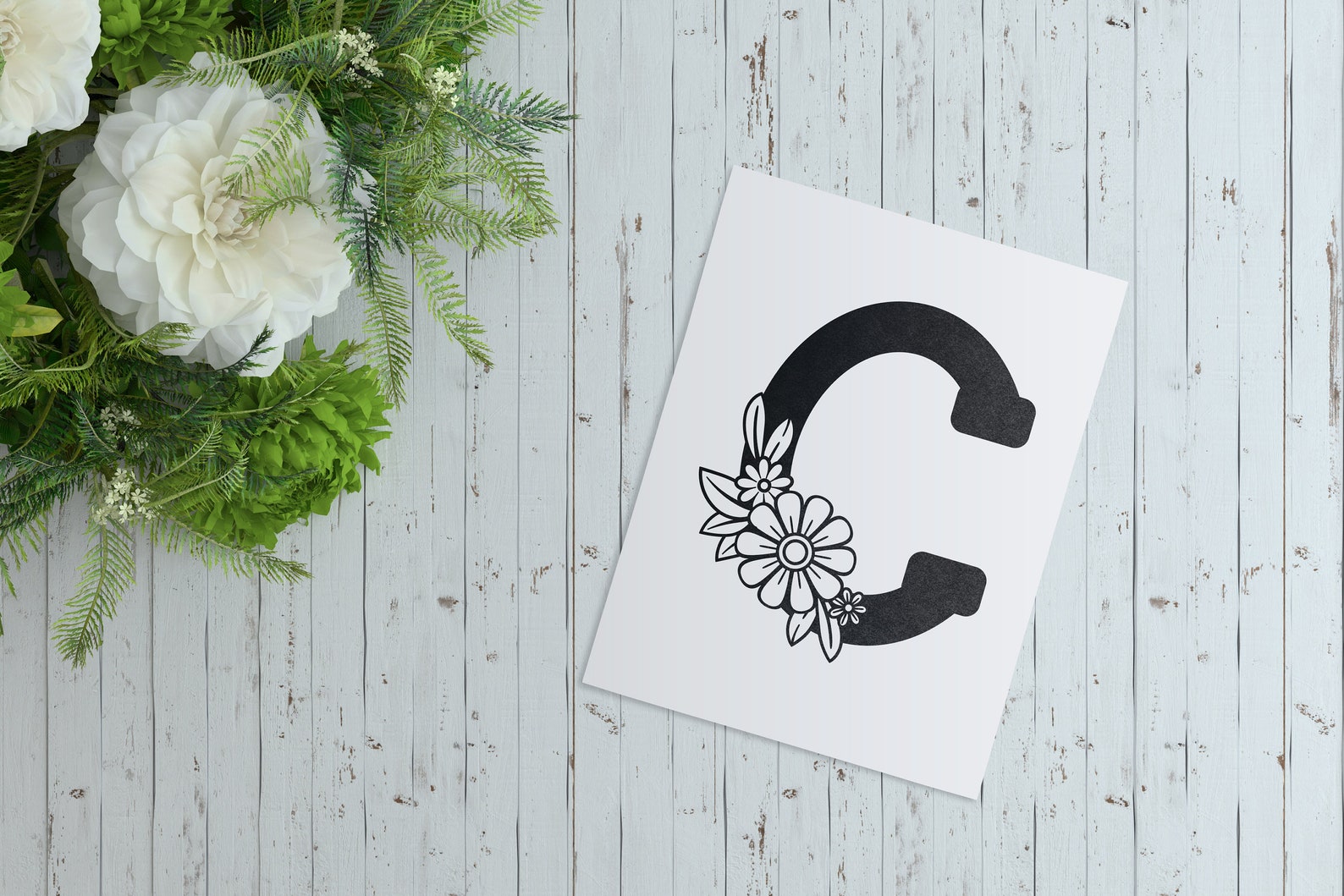 Floral Letter C SVG Flower Alphabet SVG Initial SVG | Etsy