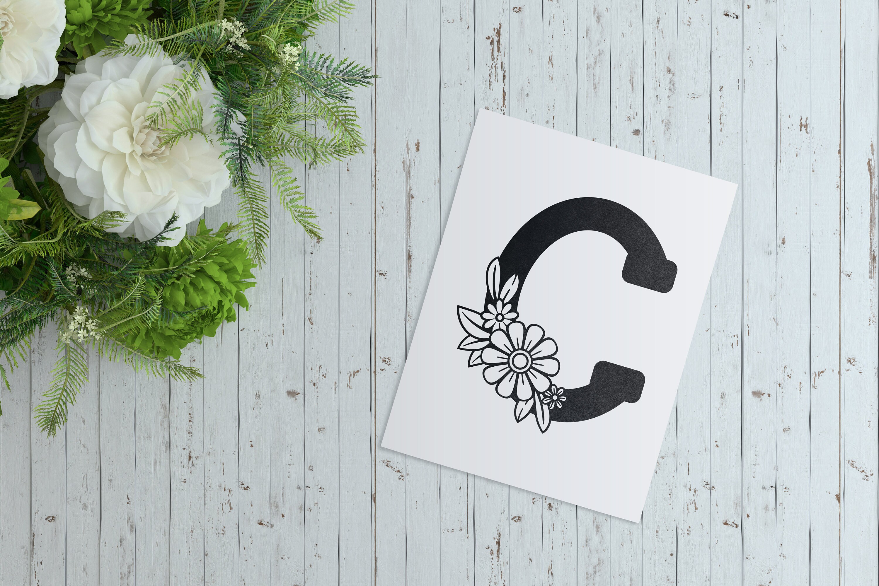 Floral Letter C SVG Flower Alphabet SVG Initial SVG - Etsy