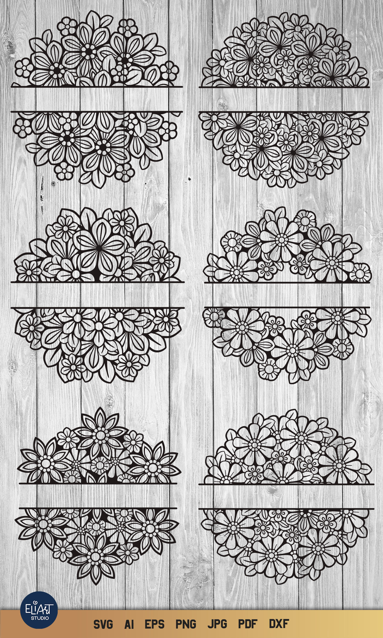Split Mandala SVG Floral Mandala SVG Split Monogram SVG - Etsy