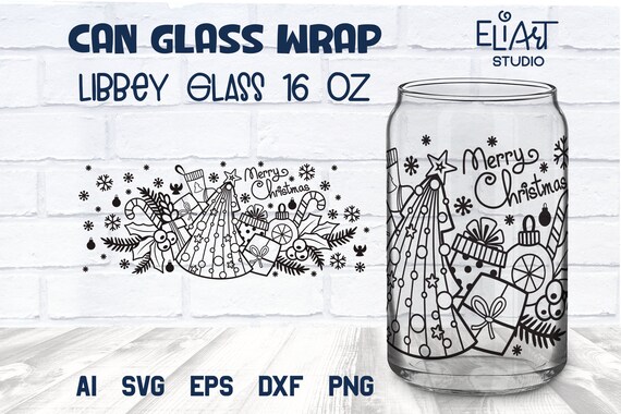 Christmas Libbey Wrap Svg Libbey Svg Can Glass 16 Oz Libbey Etsy