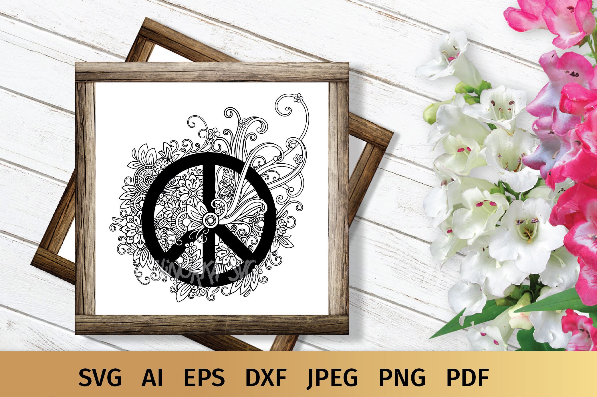 Peace Sign SVG Peace Symbol SVG With Mandalas and Flowers - Etsy