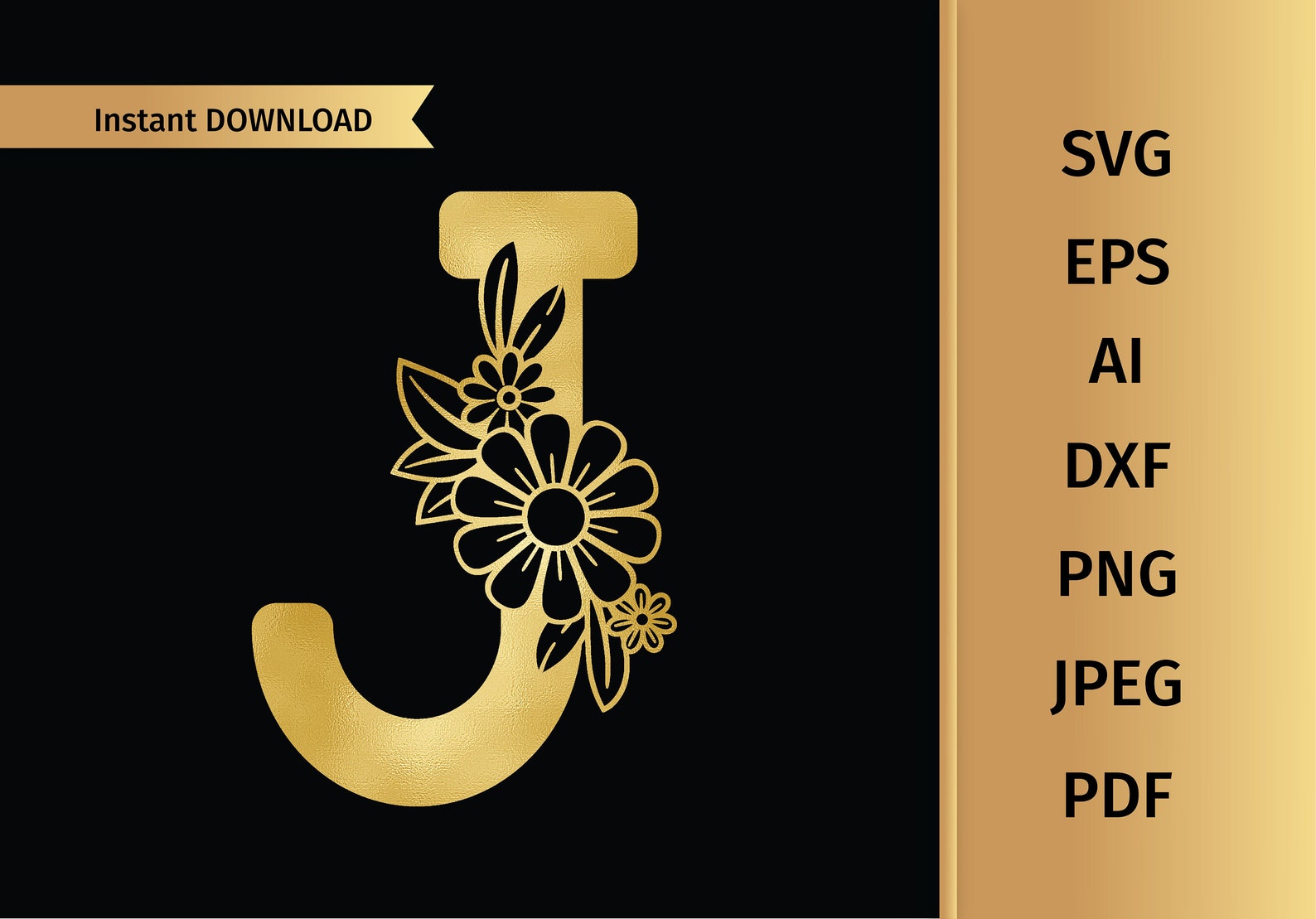 Floral Letter J Svg Flower Alphabet SVG Initial SVG | Etsy Canada