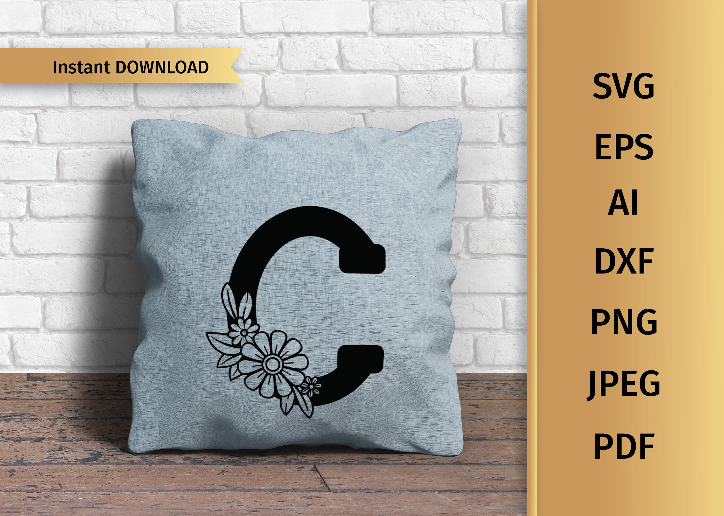 Floral Letter C SVG Flower Alphabet SVG Initial SVG - Etsy