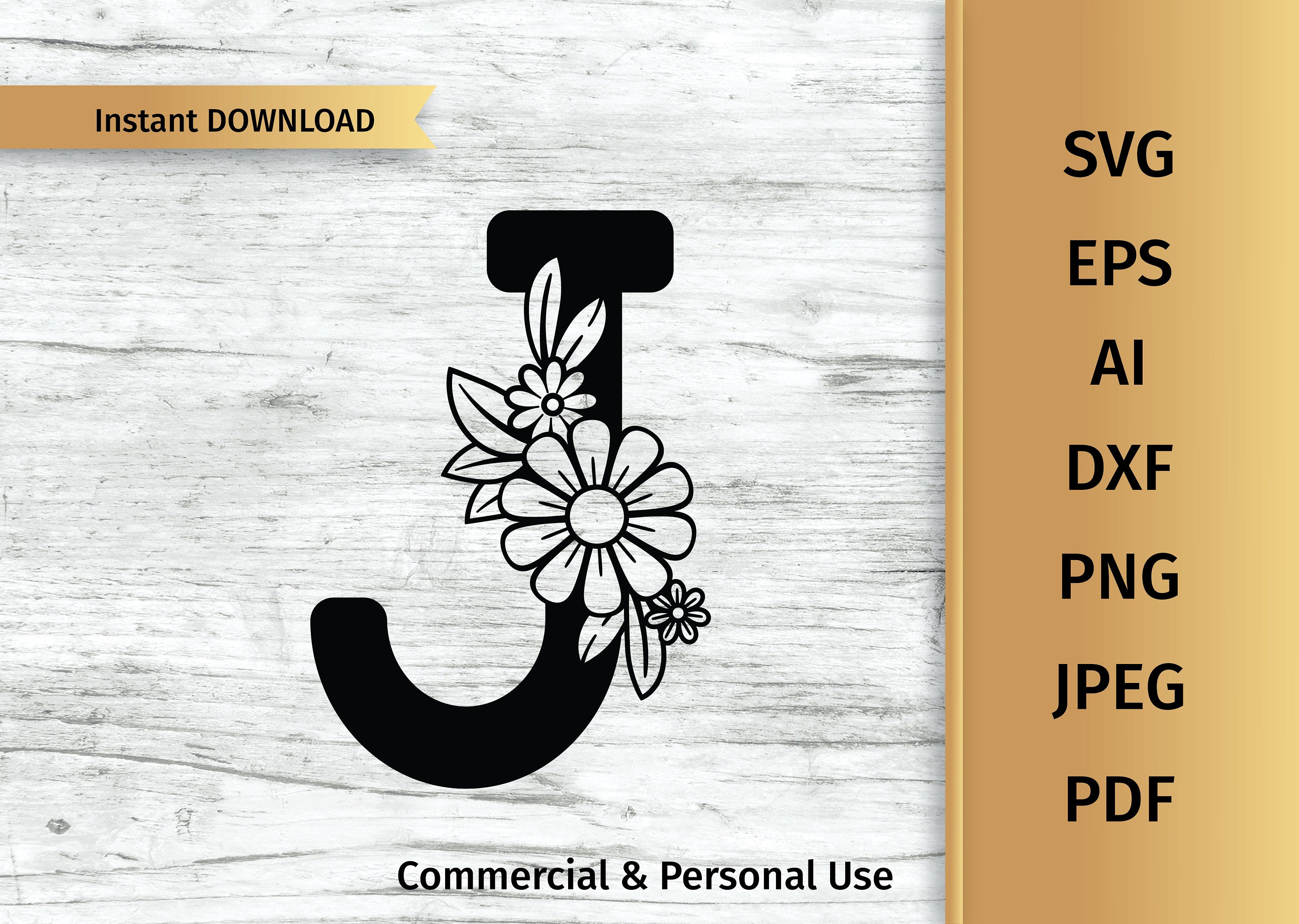 Floral Letter J Svg Flower Alphabet SVG Initial SVG | Etsy Canada