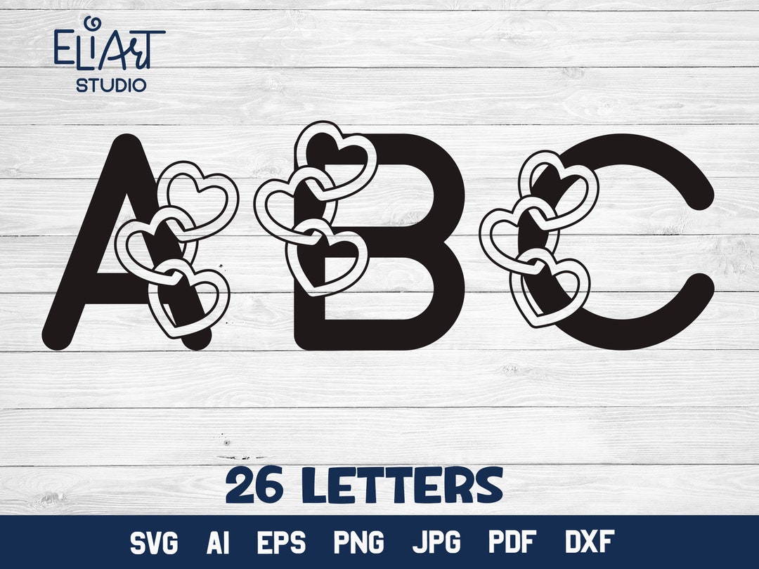 Letras del corazón SVG, Alfabeto SVG Monogramas de amor, Iniciales del ...