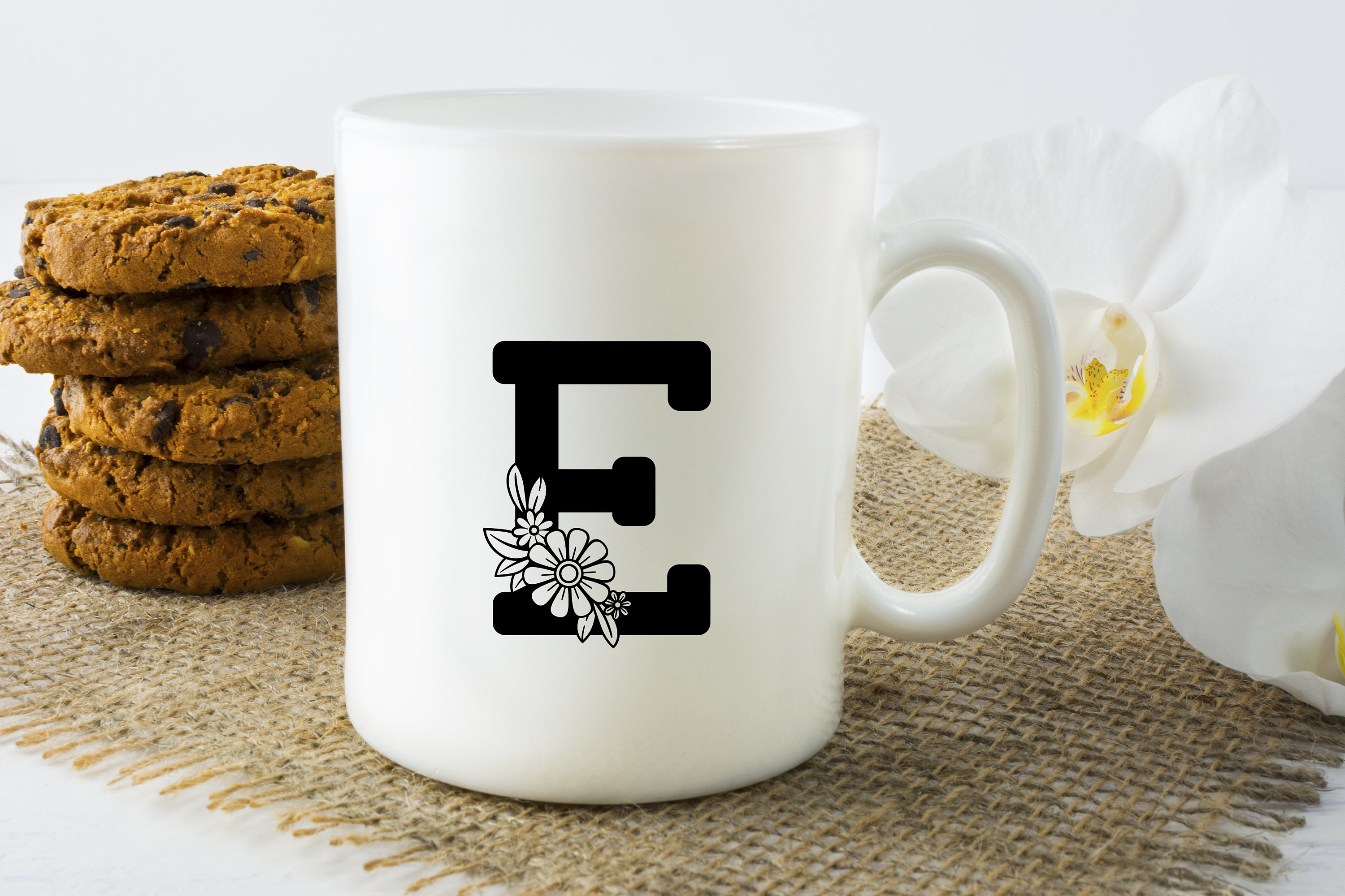 Floral Letter E Svg Flower Alphabet SVG Initial SVG - Etsy