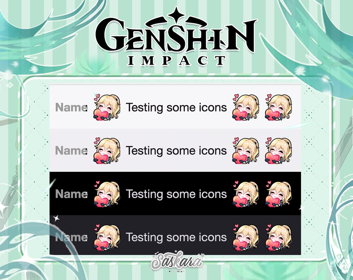 Jean Love Heart Impact Twitch Discord Emotes Twitch Graphics | Etsy