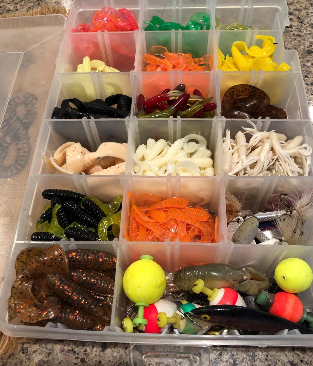 Tackle Box Full of Jigs,curly Tails and Tubes,inline Spinners, Hooks ...