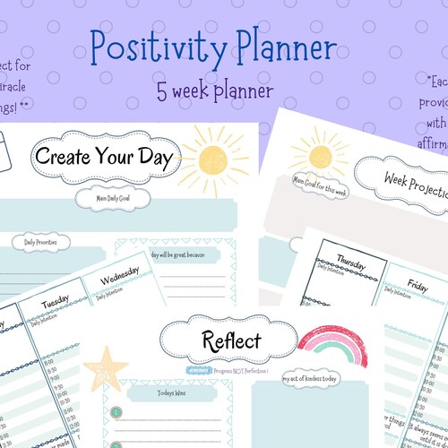 Positivity Planner 5 Weeks of Affirmations & Positivity - Etsy
