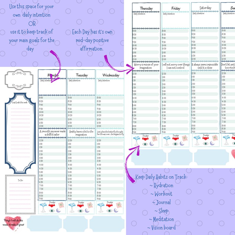 Positivity Planner 5 Weeks of Affirmations & Positivity Happy Planner ...