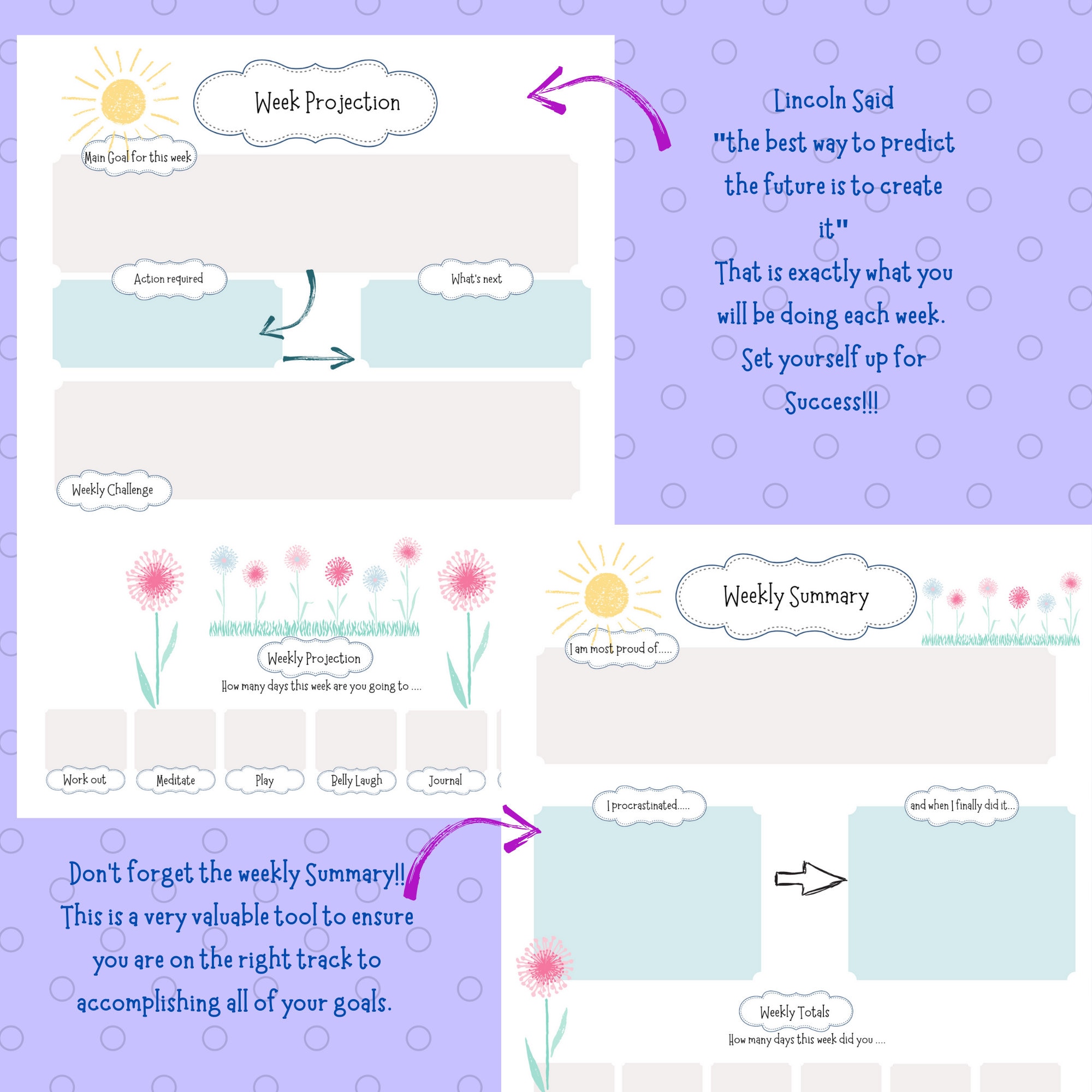 Positivity Planner 5 Weeks of Affirmations & Positivity Happy Planner ...