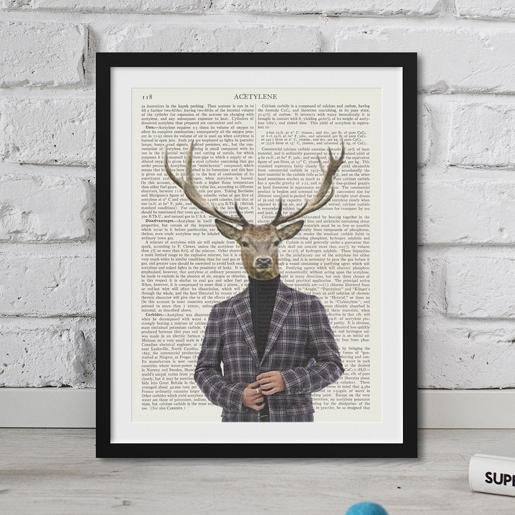Stag Art Print Stag in Suit Dapper Deer Artwork Hipster - Etsy UK