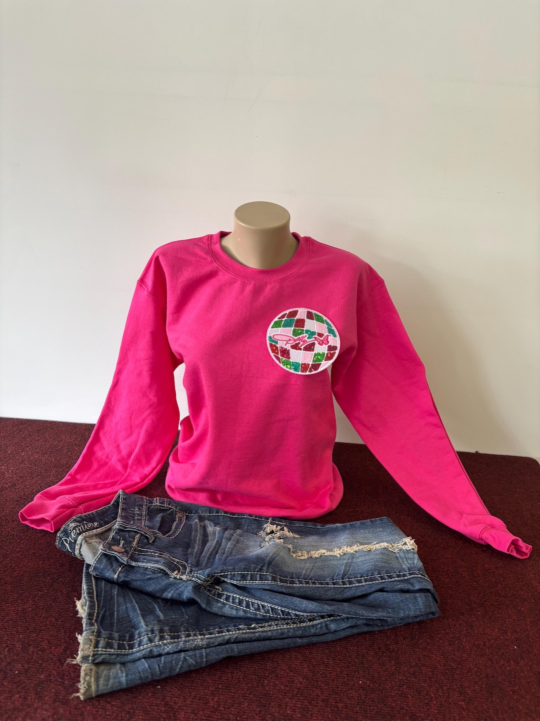Dolly Parton Patch on Crewneck Sweatshirt *heliconia Pink* - Etsy