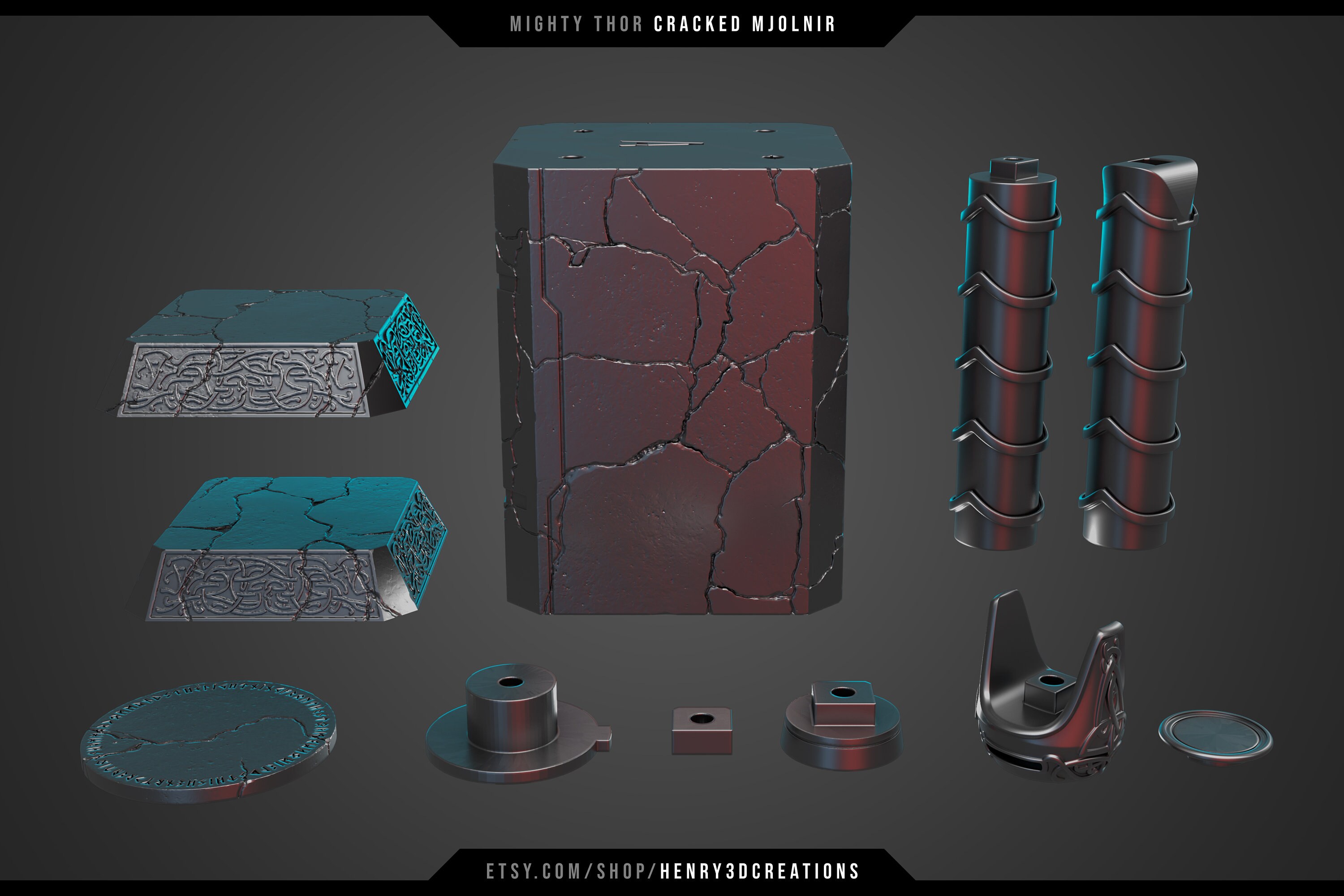 Cracked Mjolnir Thor Hammer. 3D Printable STL file. Mighty Thor Hammer ...