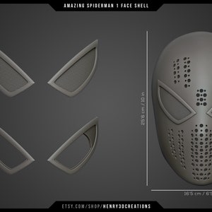 Amazing Spider Man 1 Face Shell STL Printable 3D File. Spider Face Mask ...
