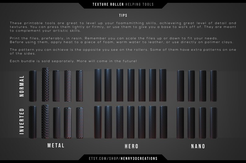Texture Roller Inverted Metal for Cosplay. STL File to Print. 3D ...