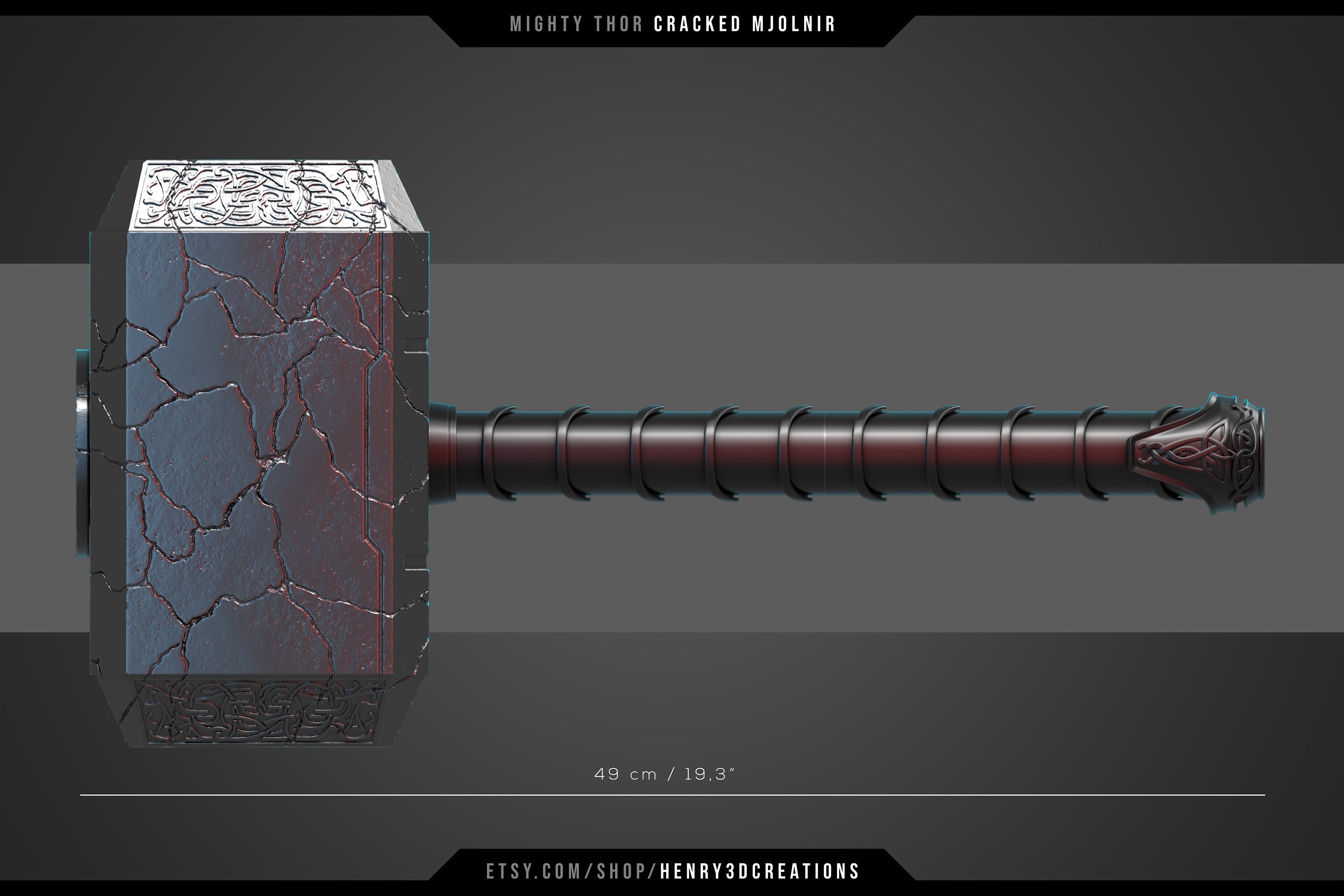 Cracked Mjolnir Thor Hammer. 3D Printable STL file. Mighty Thor Hammer ...